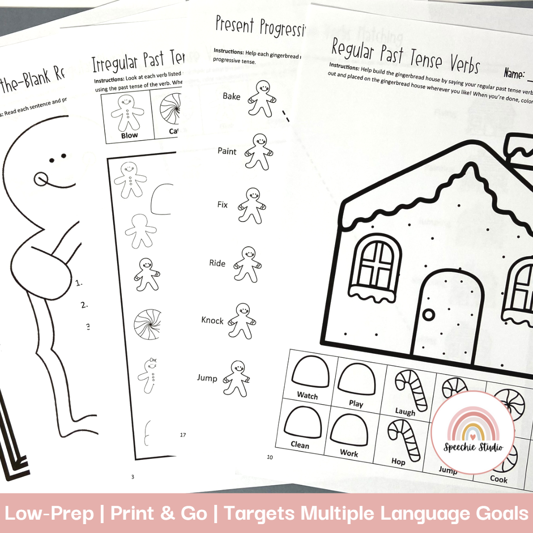 Gingerbread Language Worksheets and Activities for Speech Therapy No ...