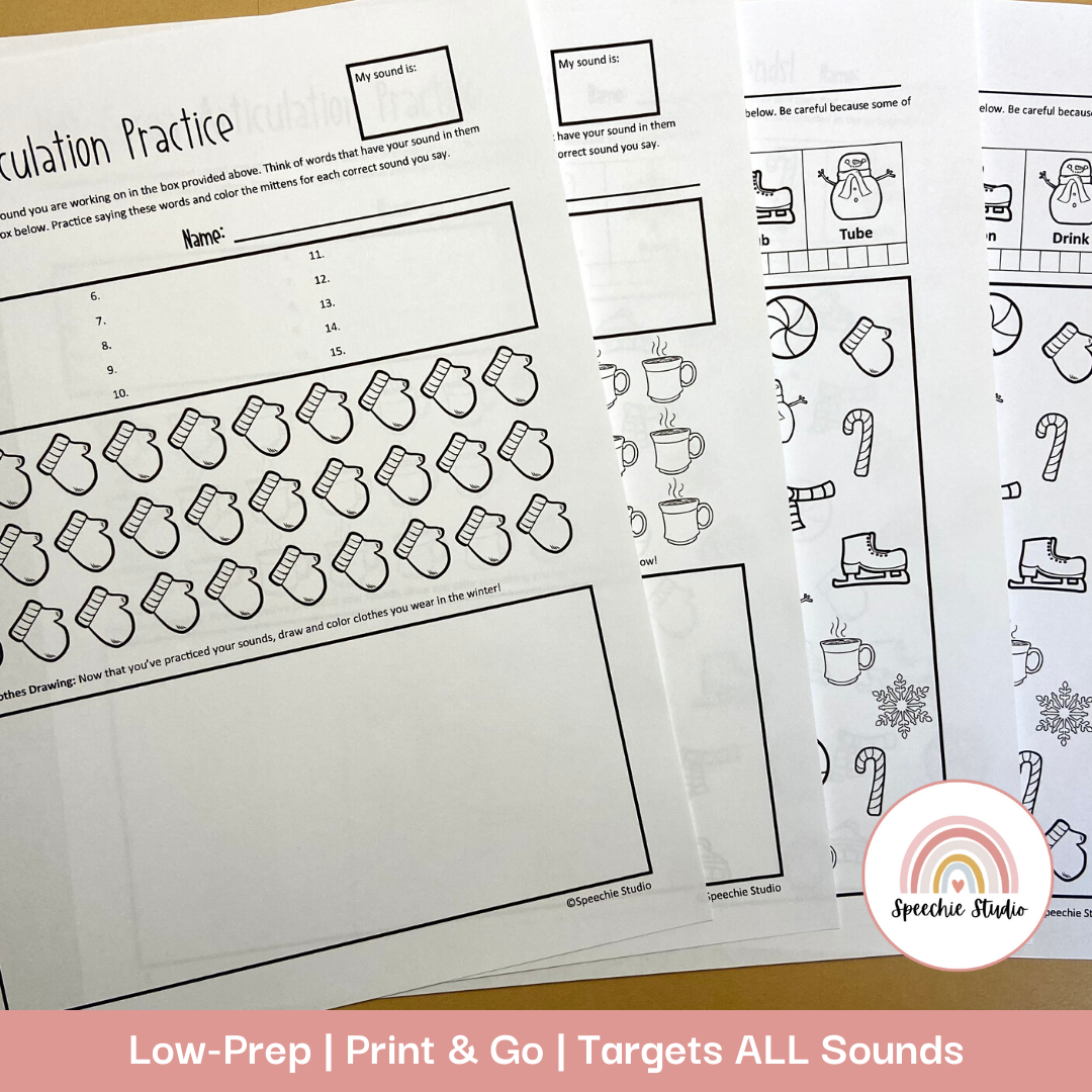 Winter Articulation Worksheets and Activities for Speech Therapy No ...