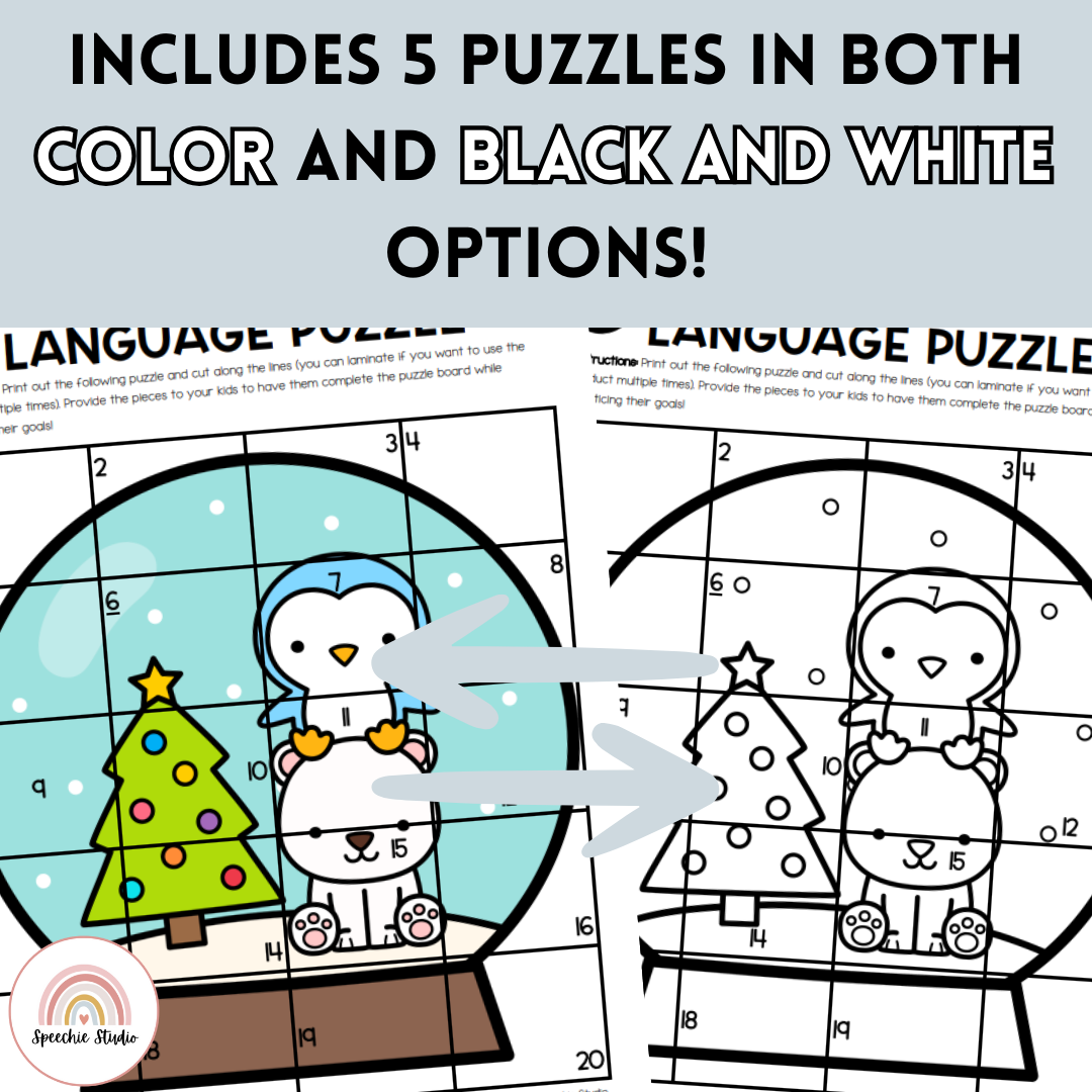 Christmas Speech Therapy Language Puzzles and Activities - Speechie Studio