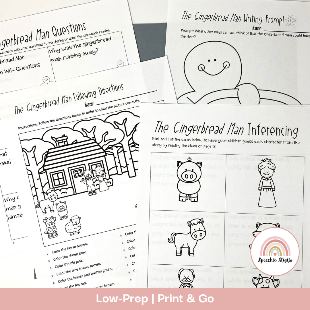 Gingerbread Themed Language and Articulation Workbook for Speech ...