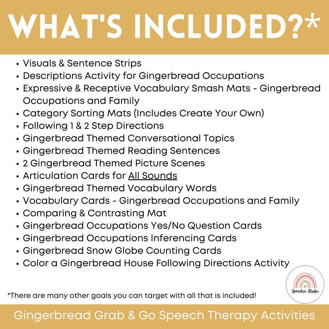 Gingerbread Themed Push-in Articulation & Language Activities for ...