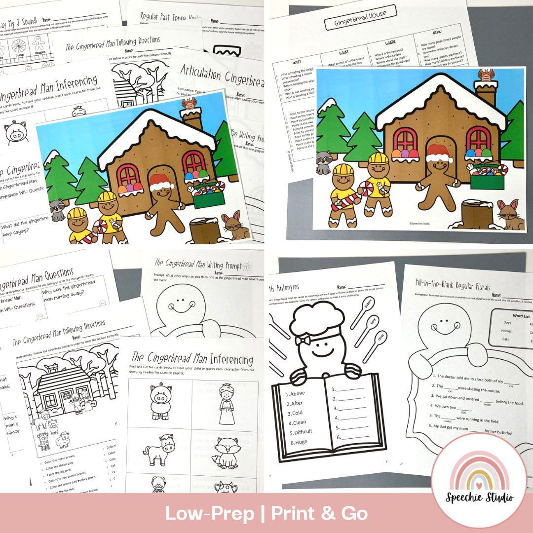 Gingerbread No Prep Language and Articulation Activities for Speech ...