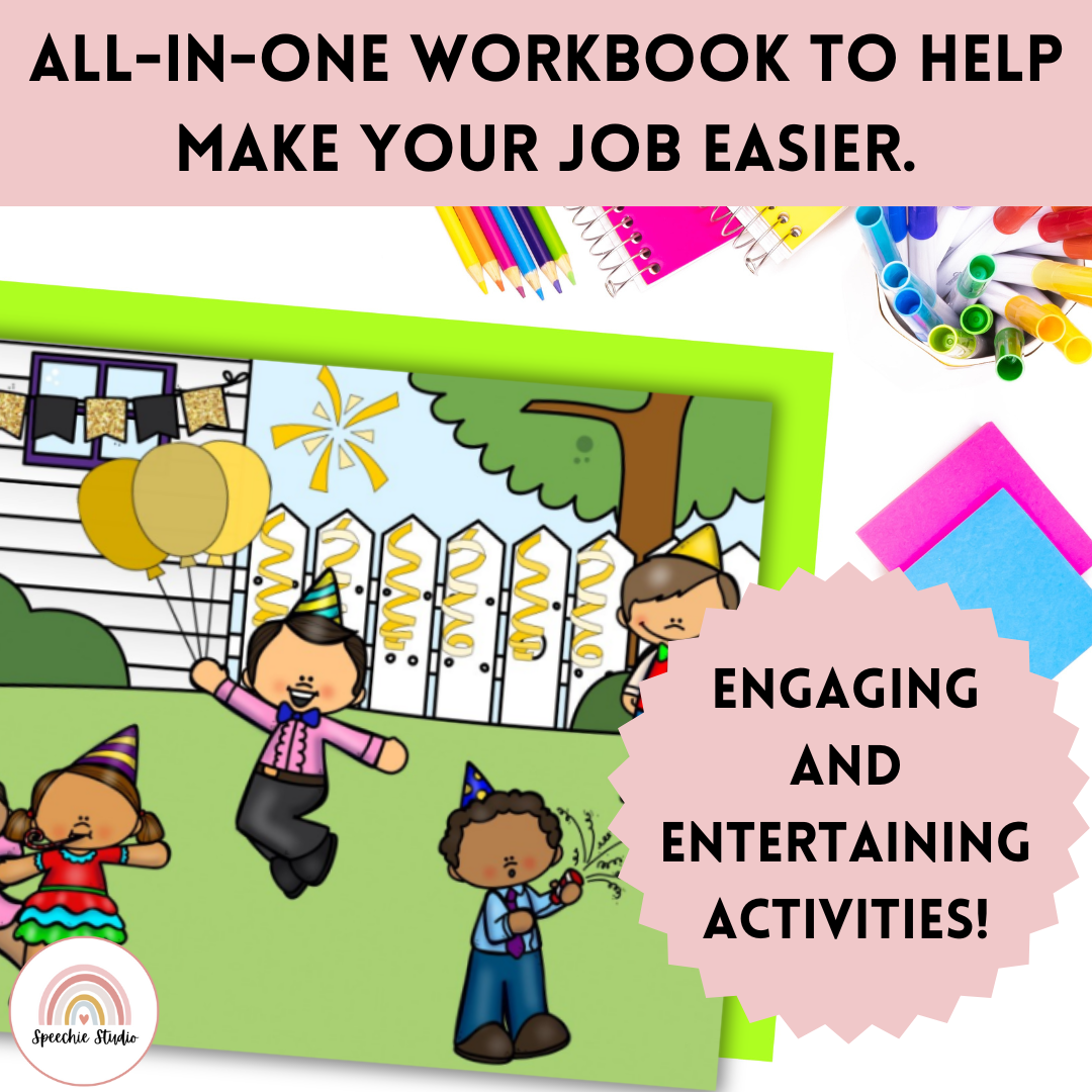 New Year's Themed Language and Articulation Workbook for Speech Therapy ...