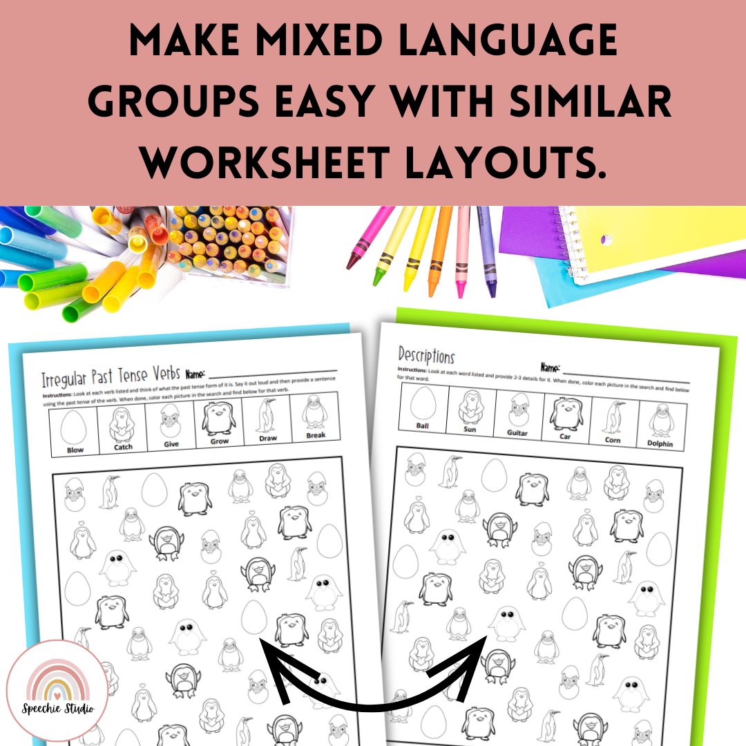 Penguin Language Worksheets and Activities for Speech Therapy No Prep ...