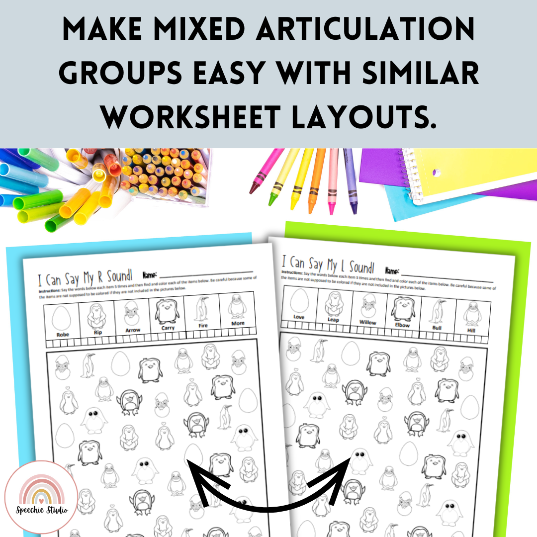 Penguin Articulation Worksheets and Activities for Speech Therapy No ...