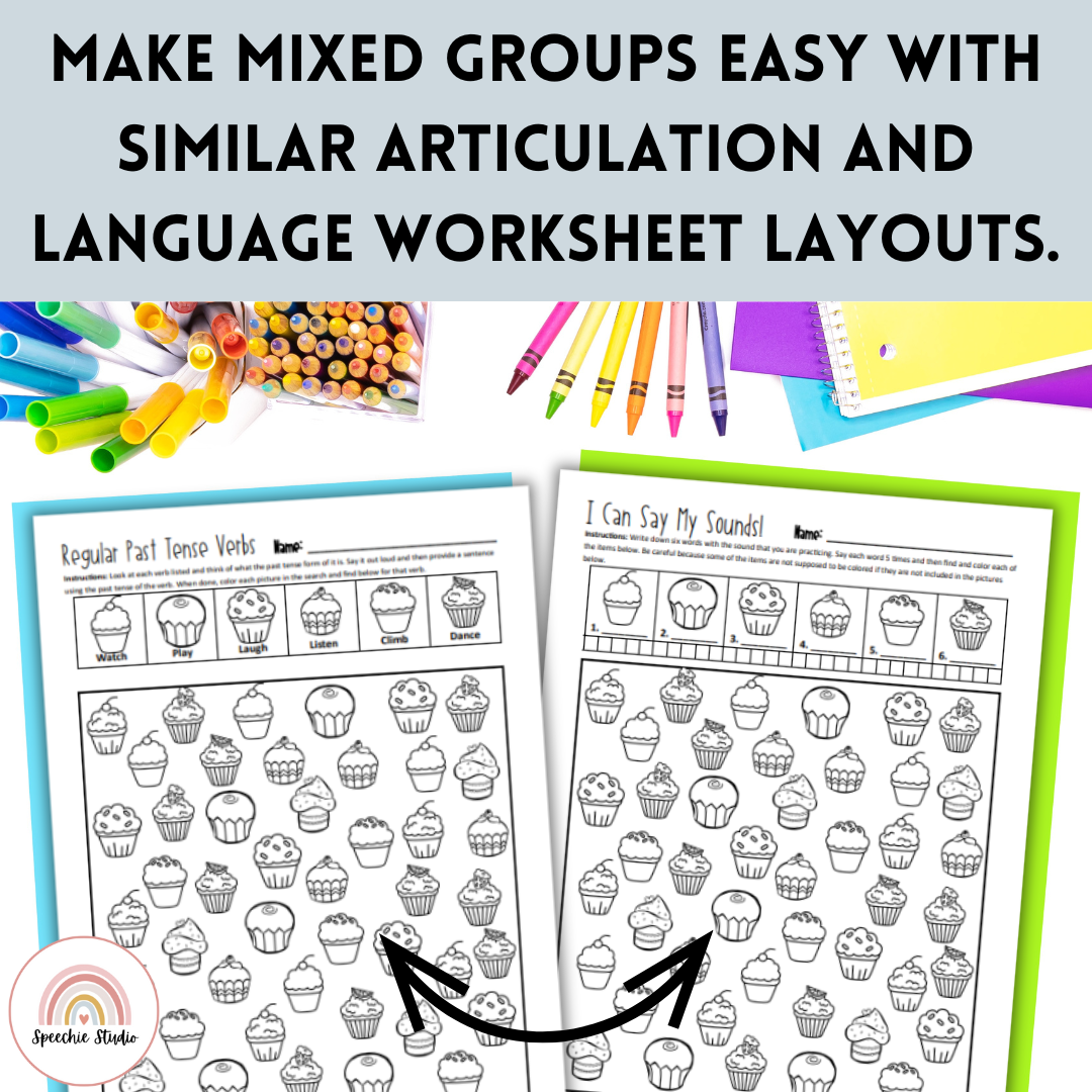 Cupcake No Prep Language and Articulation Activities for Speech Therapy ...
