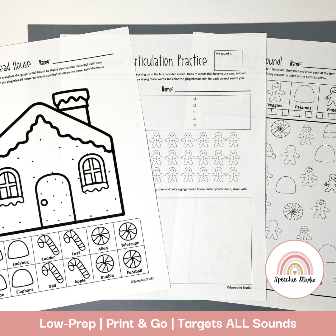 Gingerbread Articulation Worksheets and Activities for Speech Therapy ...