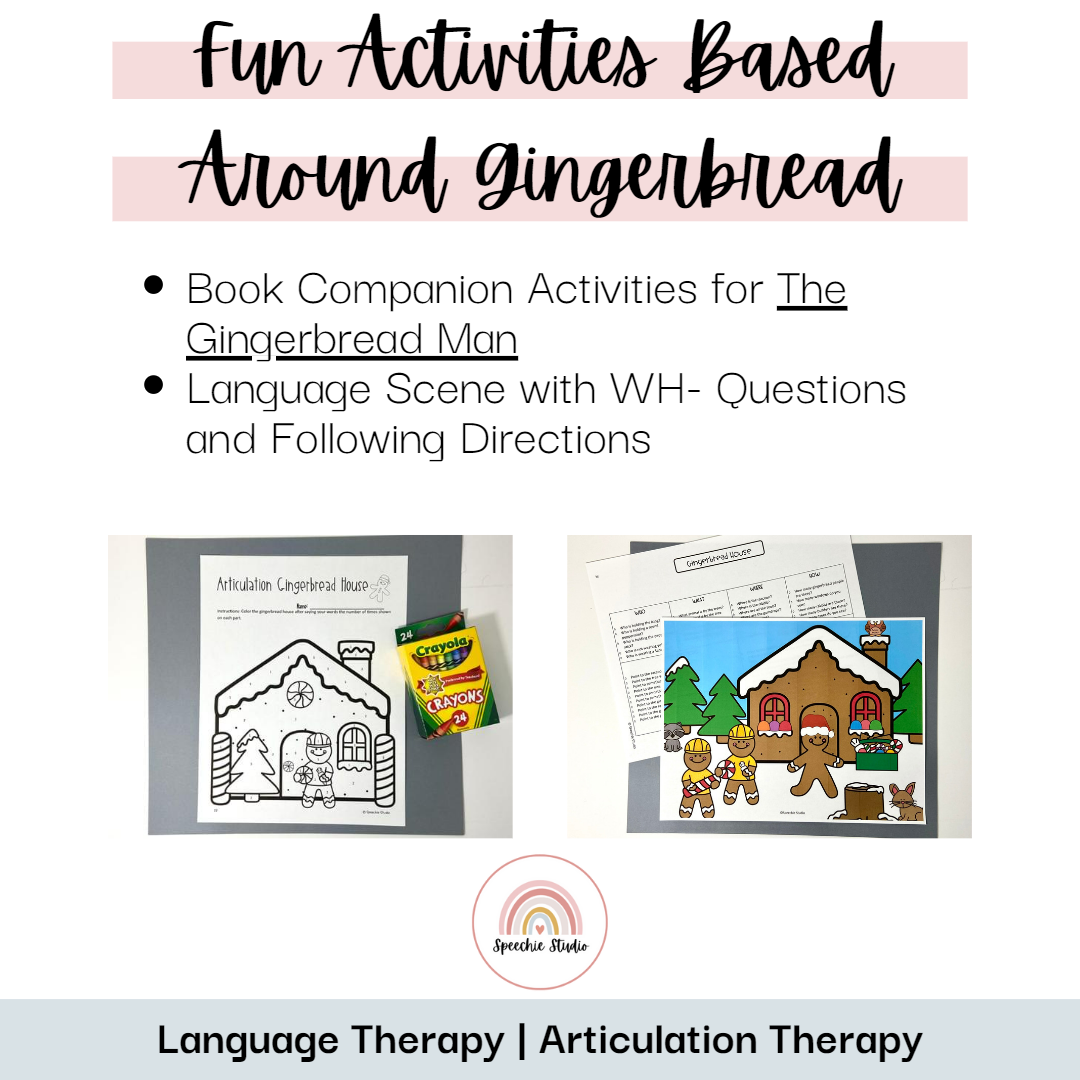 Gingerbread Themed Language and Articulation Workbook for Speech ...