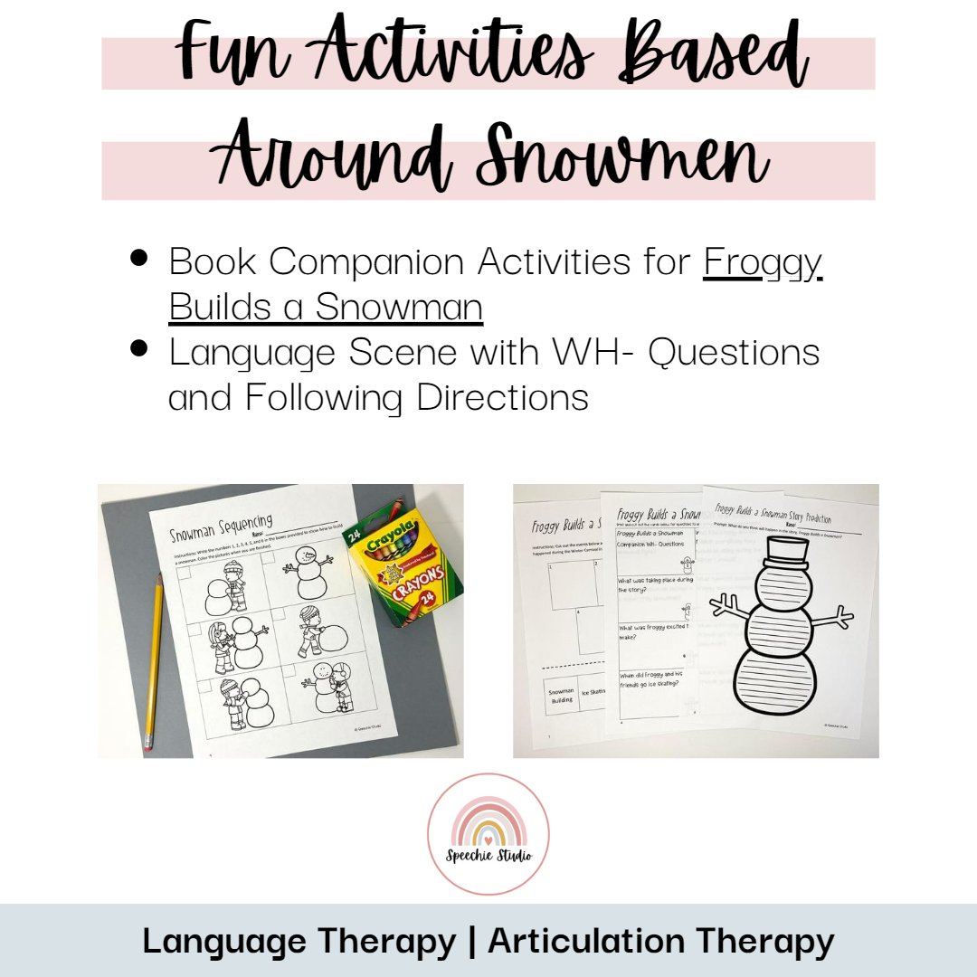 Snowman Themed Language and Articulation Workbook for Speech Therapy NO ...