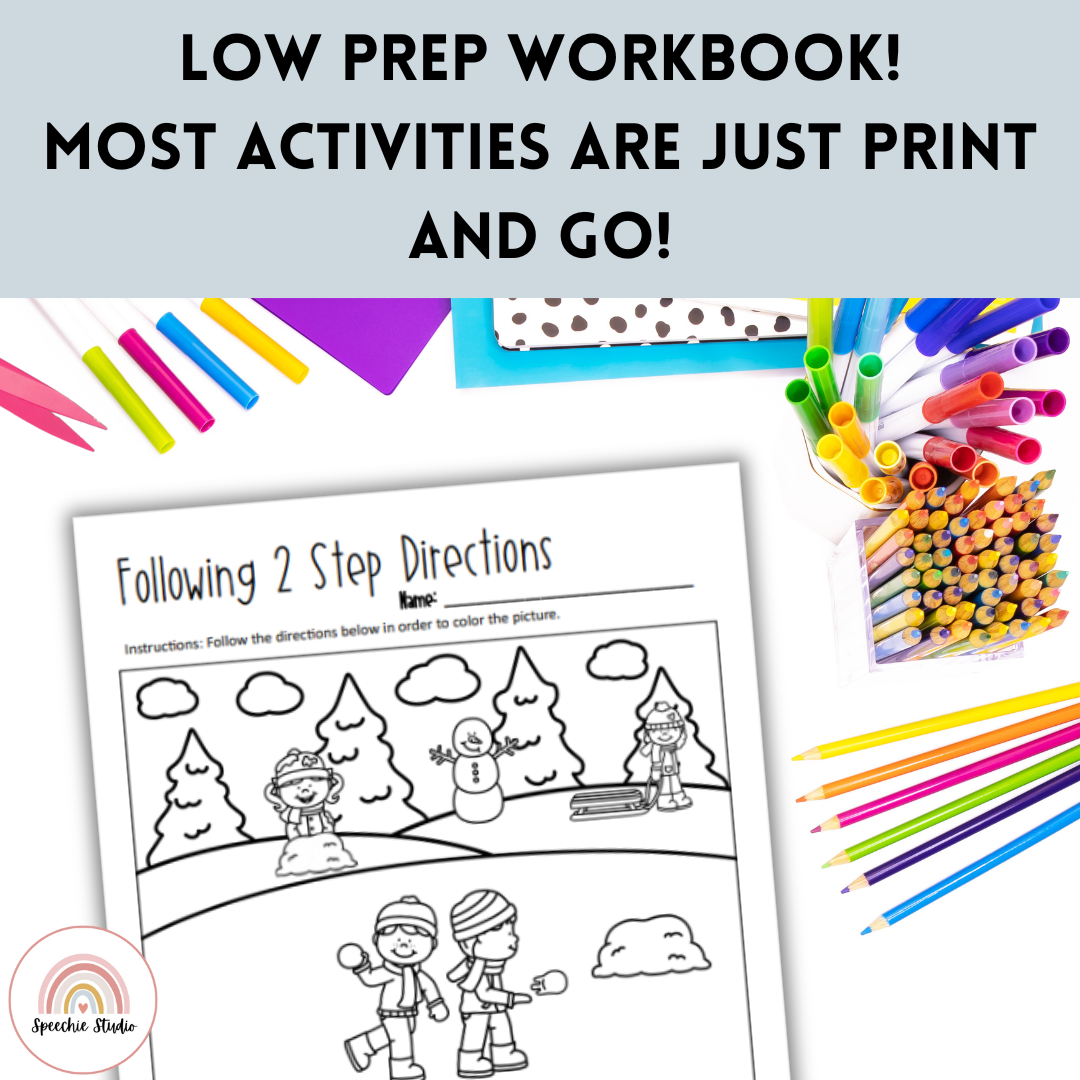 Snow Day Themed Language and Articulation Workbook for Speech Therapy ...