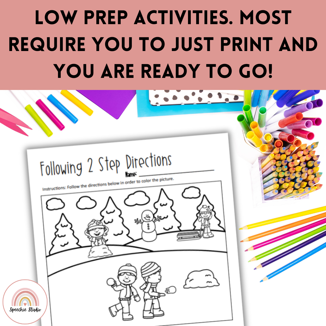 Snow Day No Prep Language and Articulation Activities for Speech ...