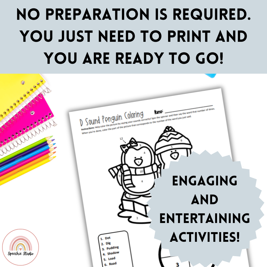 Penguin Articulation Worksheets and Activities for Speech Therapy No ...