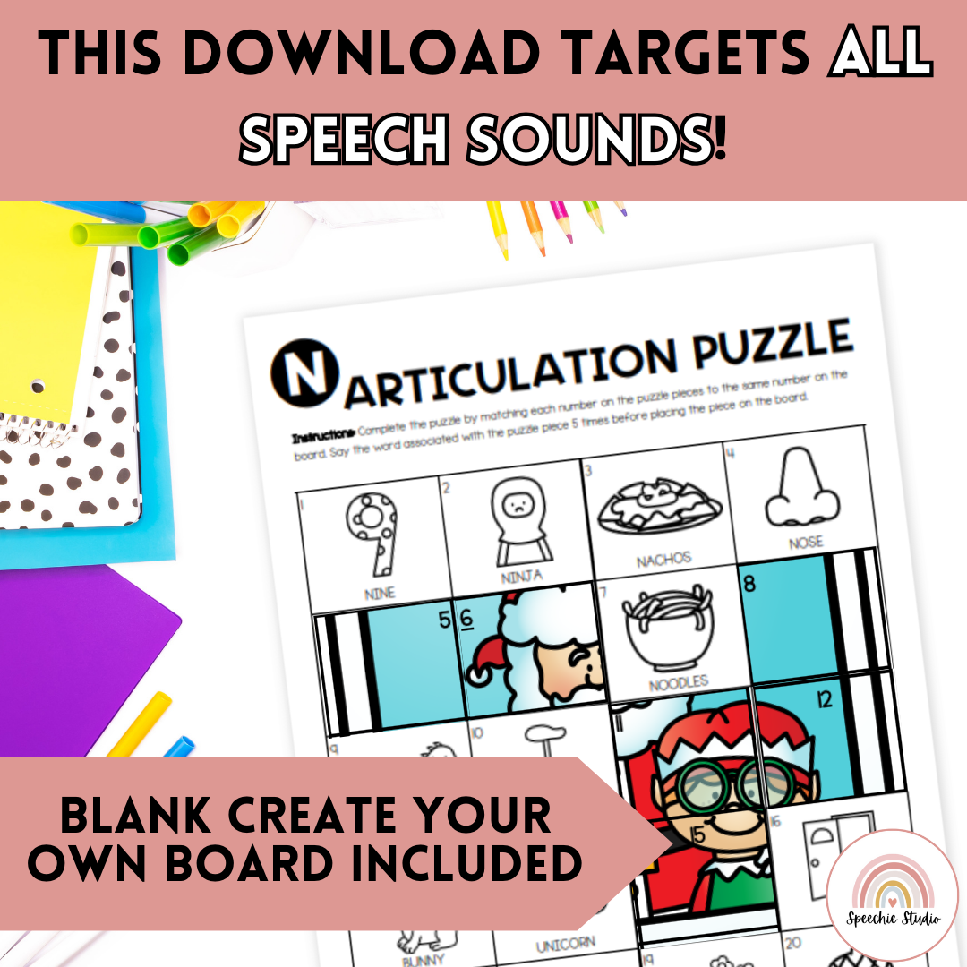 Christmas Speech Therapy Articulation Puzzles and Activities - Speechie ...