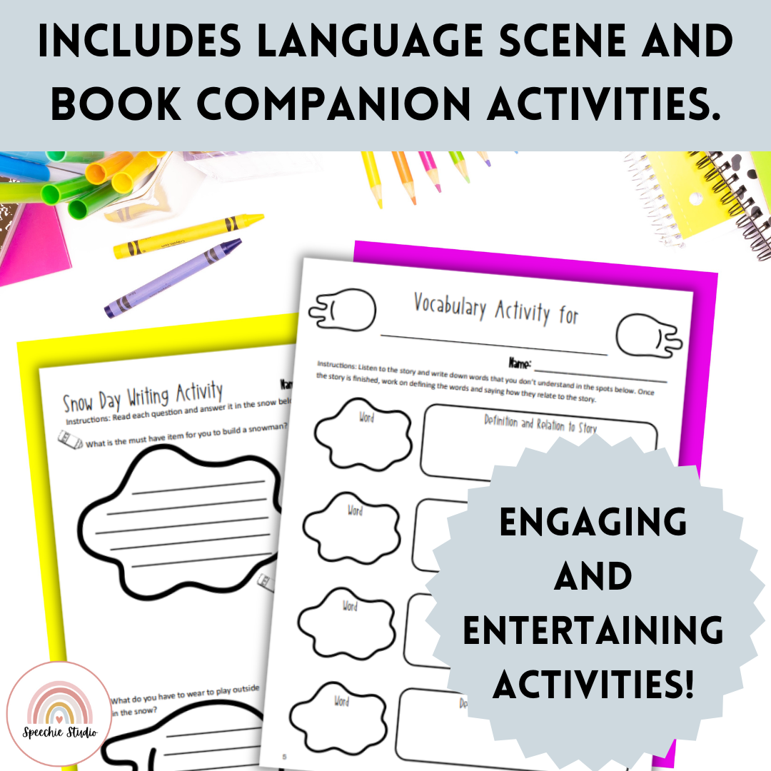 Snow Day Themed Language and Articulation Workbook for Speech Therapy ...