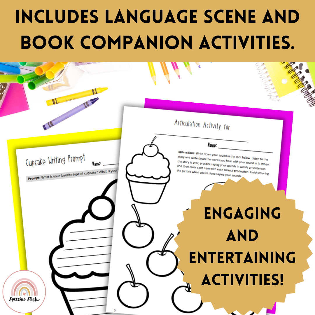 Cupcake Themed Language and Articulation Workbook for Speech Therapy NO ...