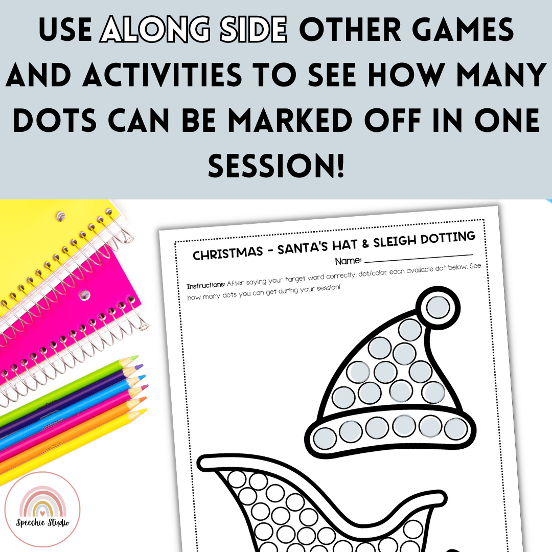 Christmas Articulation and Language Dot Worksheets for Speech Therapy ...
