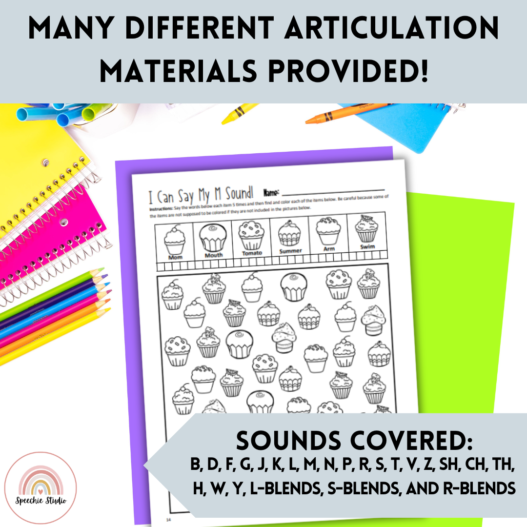 Cupcake No Prep Language and Articulation Activities for Speech Therapy ...