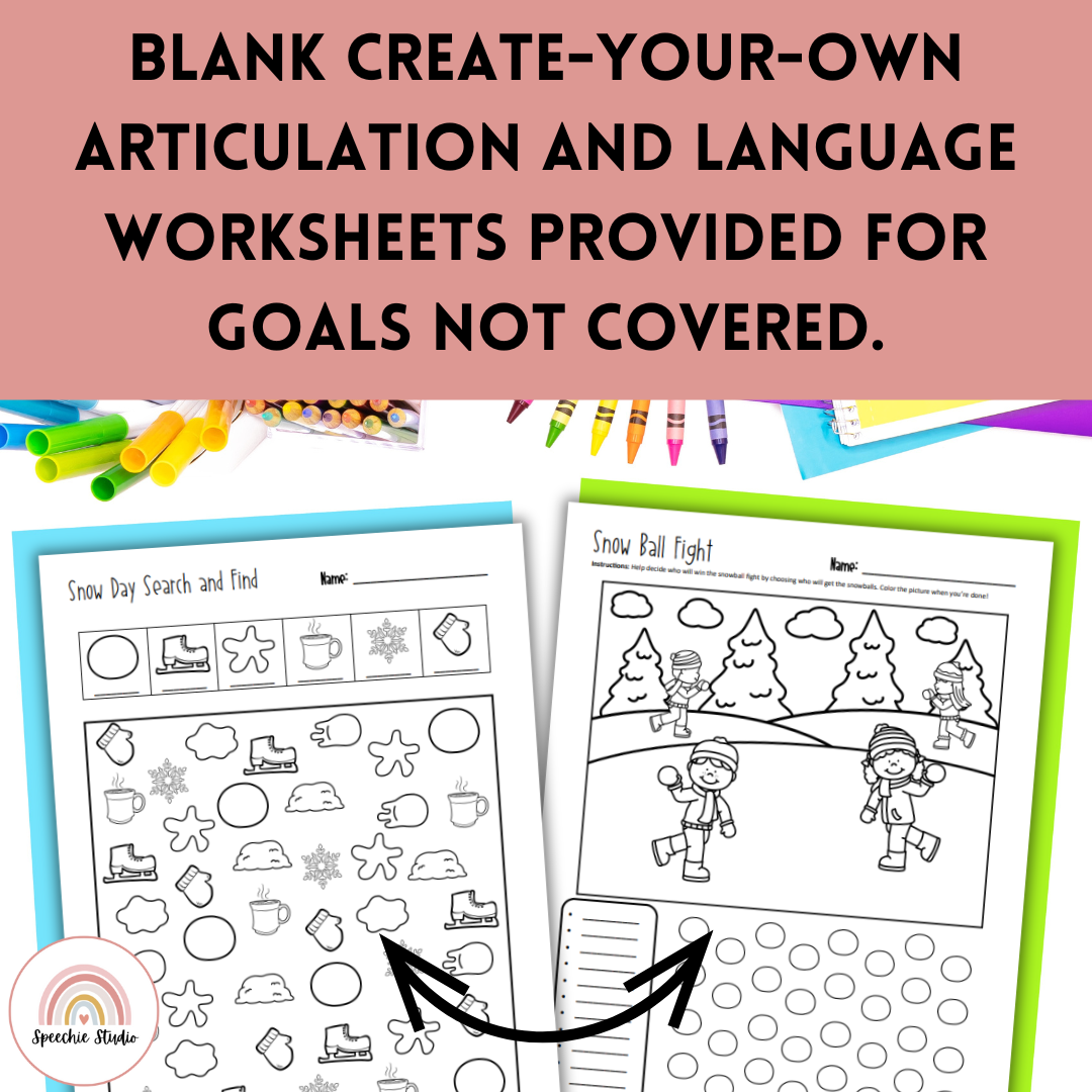 Snow Day No Prep Language and Articulation Activities for Speech ...