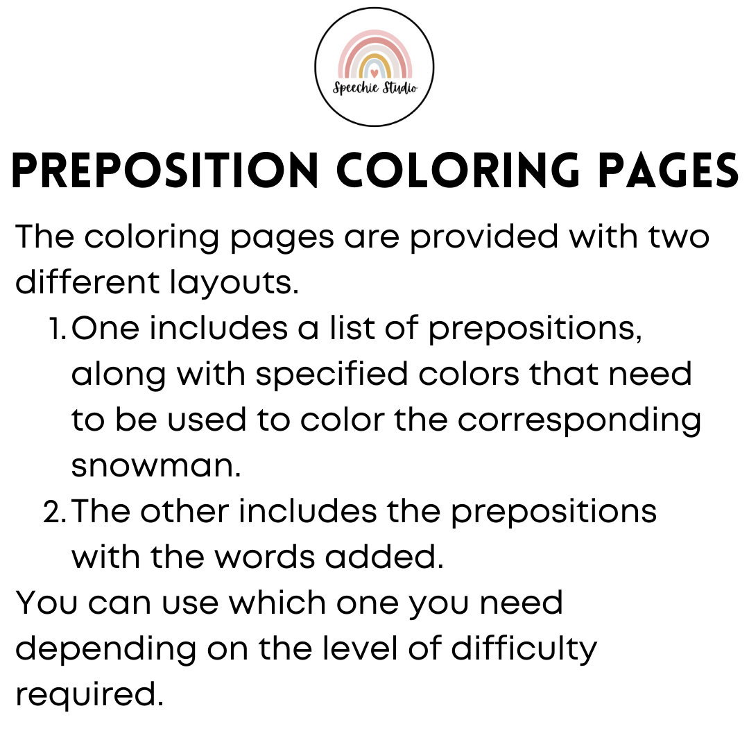 Preposition Spatial Concepts for Speech Therapy - Snowman Themed ...
