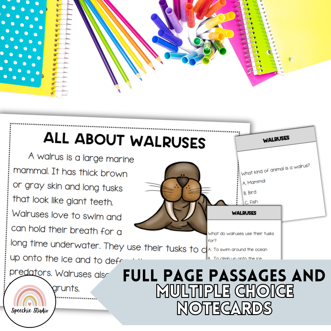 Arctic Animals Short Story Passages with WH Questions for Speech ...