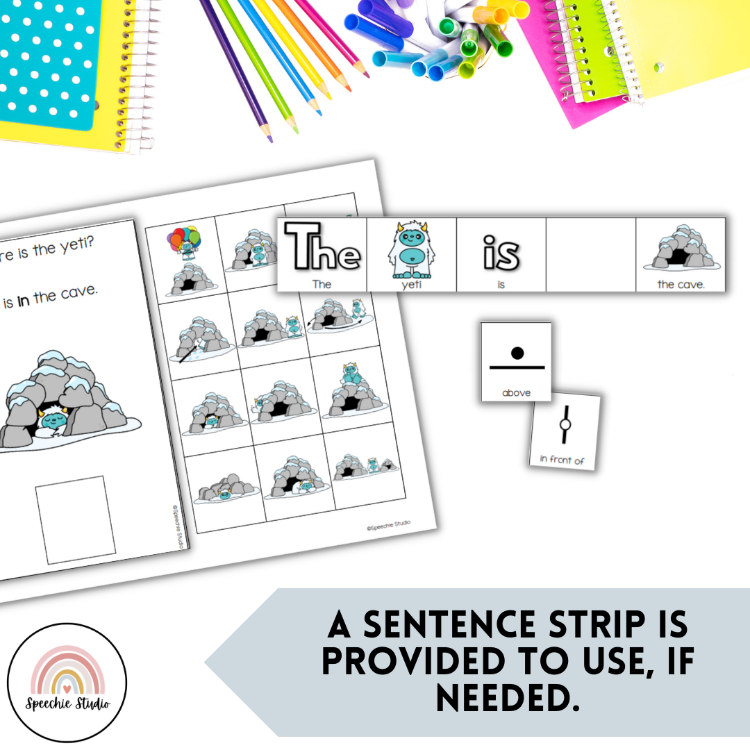 Preposition Spatial Concepts for Speech Therapy - Yeti Themed ...