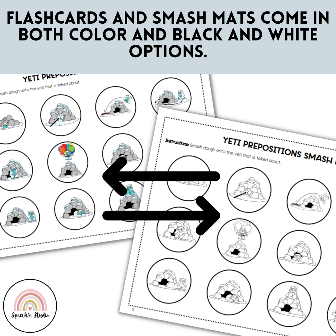 Preposition Spatial Concepts for Speech Therapy - Yeti Themed ...