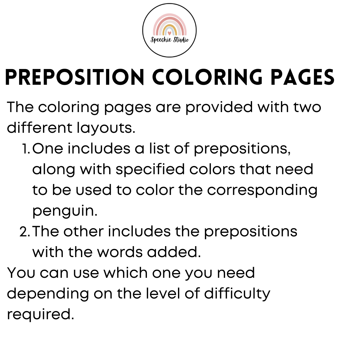 Preposition Spatial Concepts for Speech Therapy - Penguin Themed ...