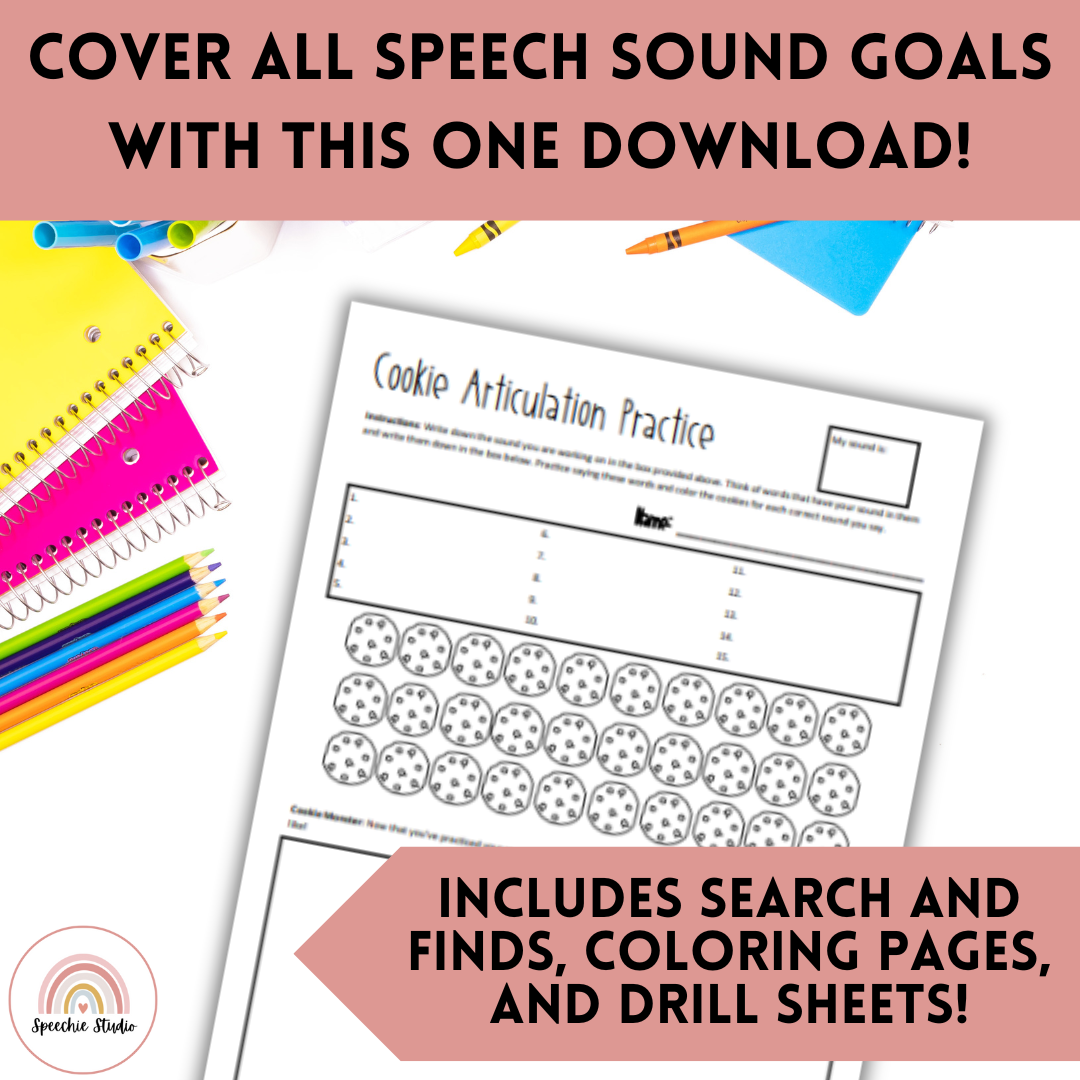 Cookie Articulation Worksheets and Activities for Speech Therapy No ...