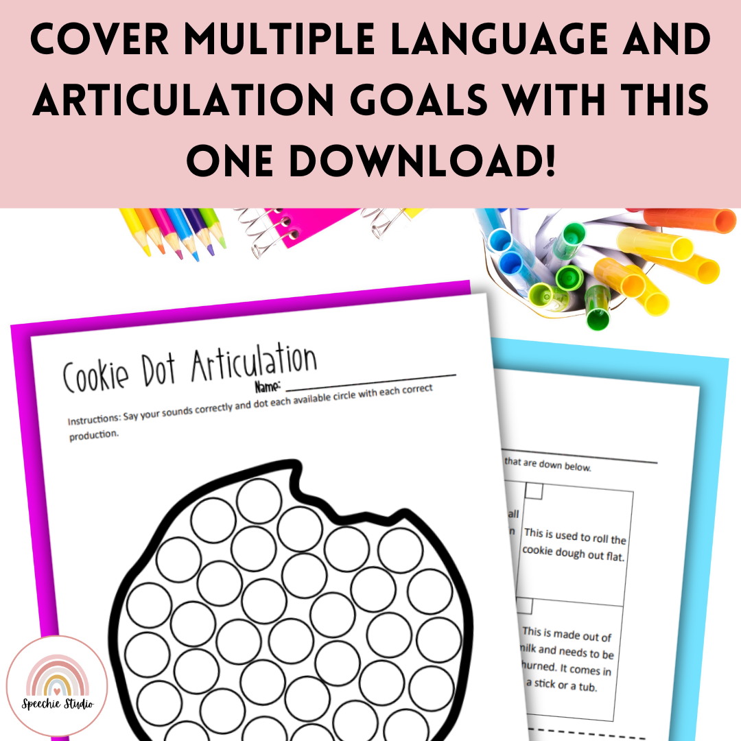 Cookie Themed Language and Articulation Workbook for Speech Therapy NO ...