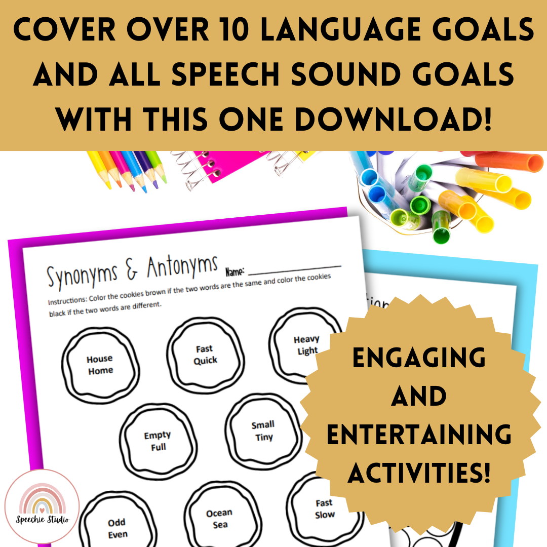 Cookie No Prep Language and Articulation Activities for Speech Therapy ...
