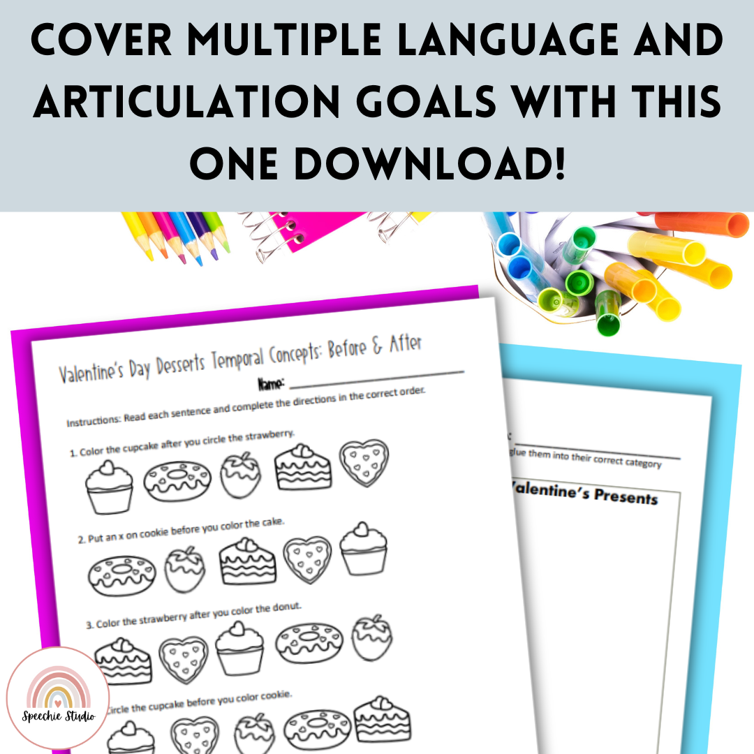 Valentine's Day Themed Language and Articulation Workbook for Speech ...