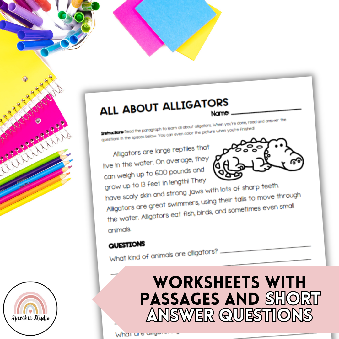 Zoo Animals Short Story Passages with WH Questions for Speech Therapy ...