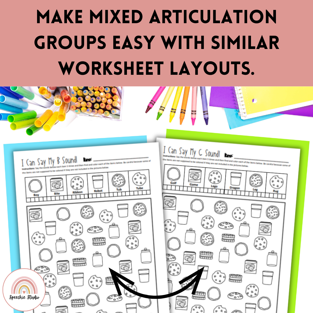 Cookie Articulation Worksheets and Activities for Speech Therapy No ...