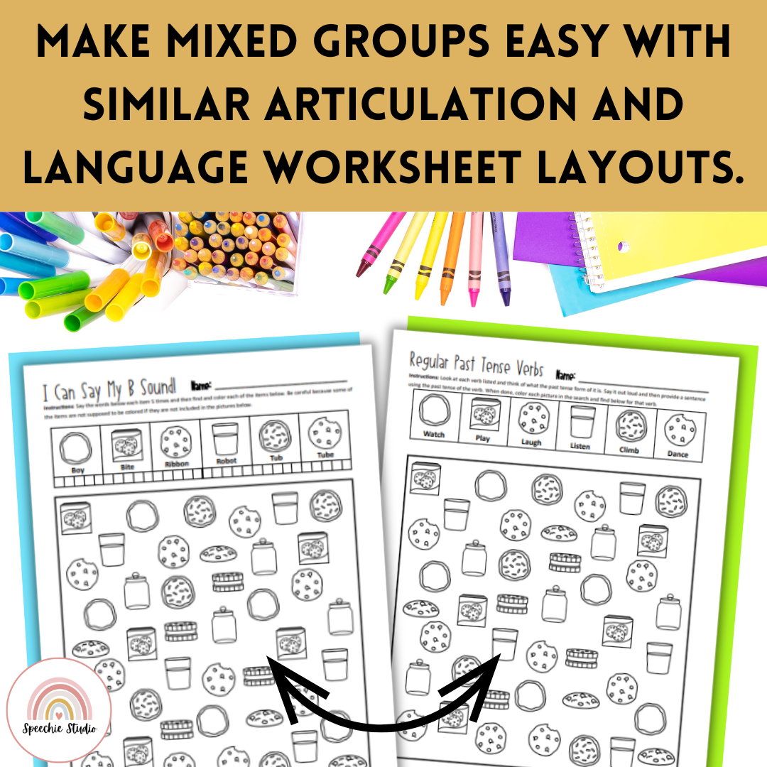 Cookie No Prep Language and Articulation Activities for Speech Therapy ...