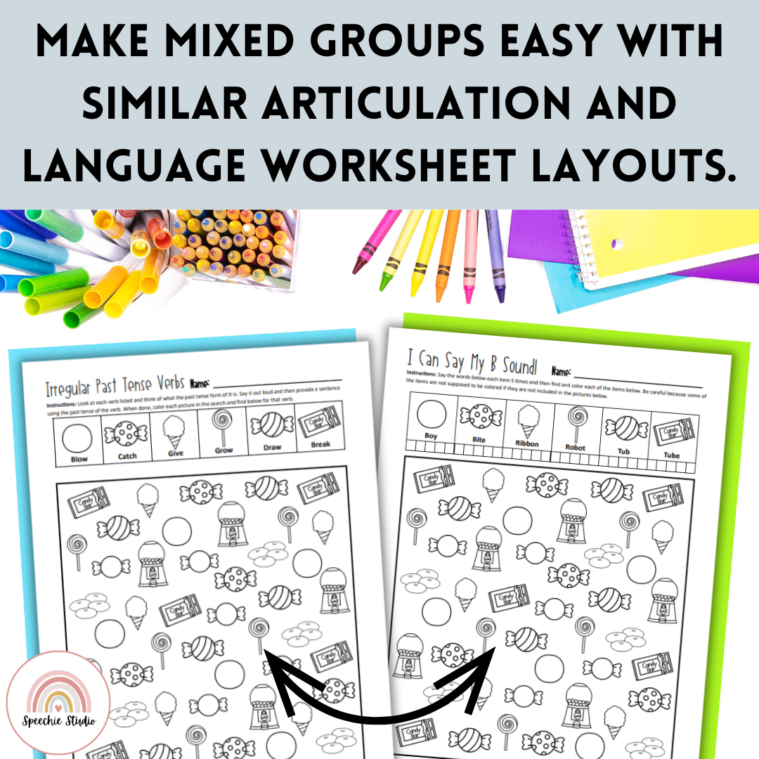 Candy No Prep Language and Articulation Activities for Speech Therapy ...