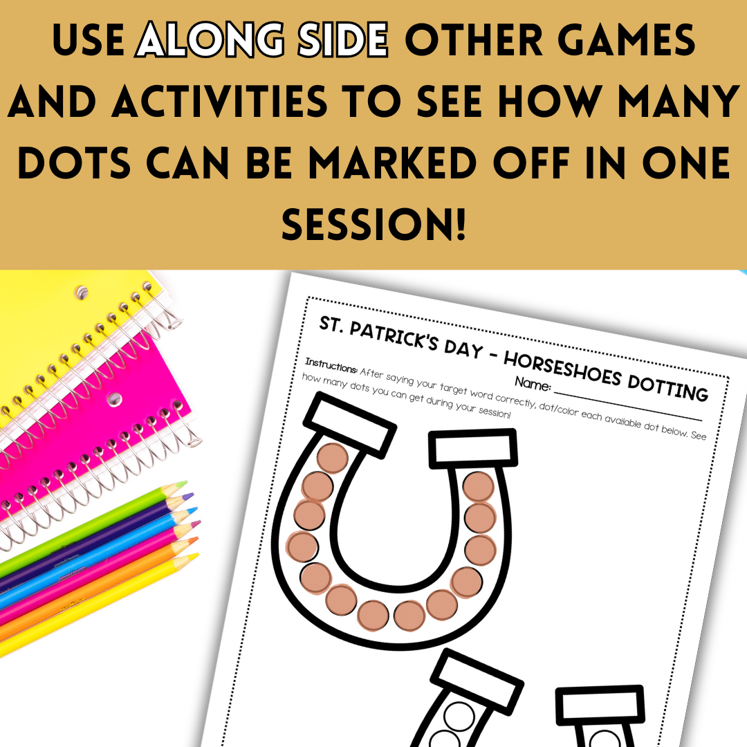 St. Patrick's Day Articulation and Language Dot Worksheets for Speech ...