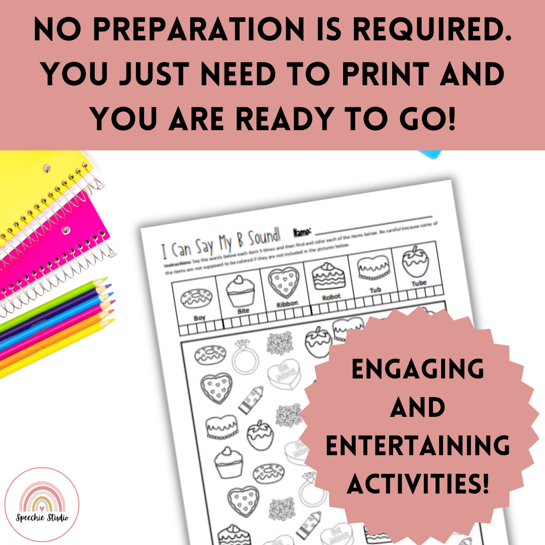 Valentine's Day Articulation Worksheets and Activities for Speech ...