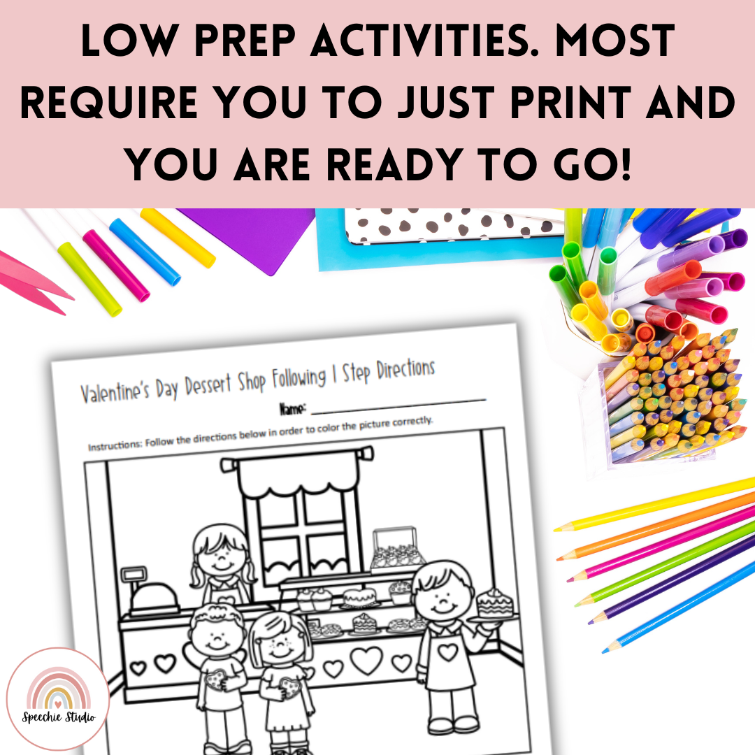 Valentine's Day No Prep Language and Articulation Activities for Speech ...