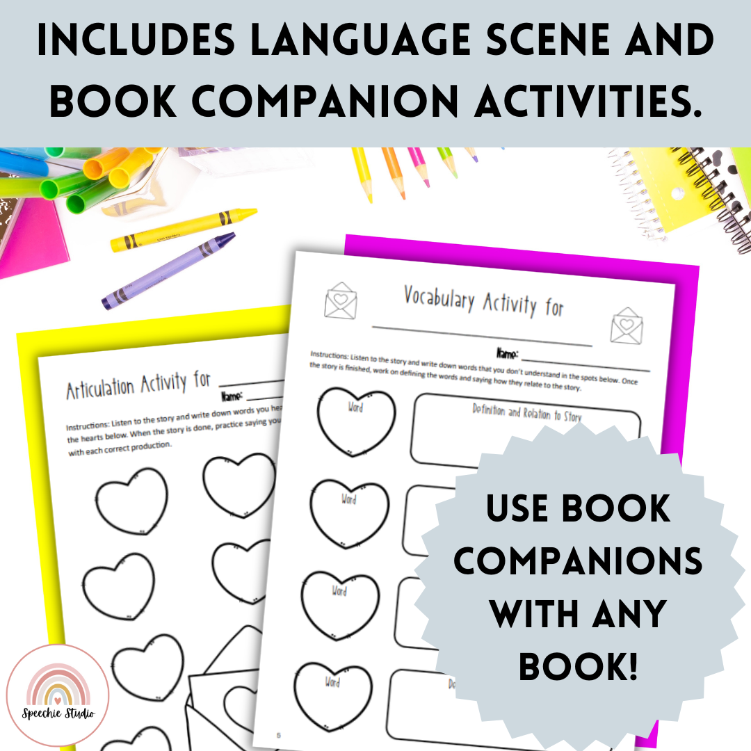 Valentine's Day Themed Language and Articulation Workbook for Speech ...