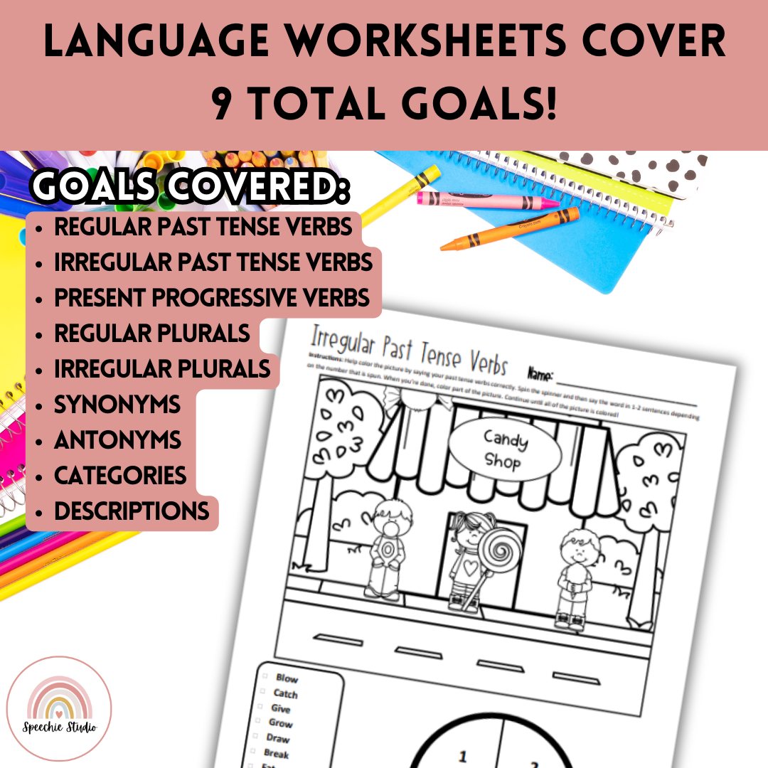 Candy Language Worksheets and Activities for Speech Therapy No Prep ...