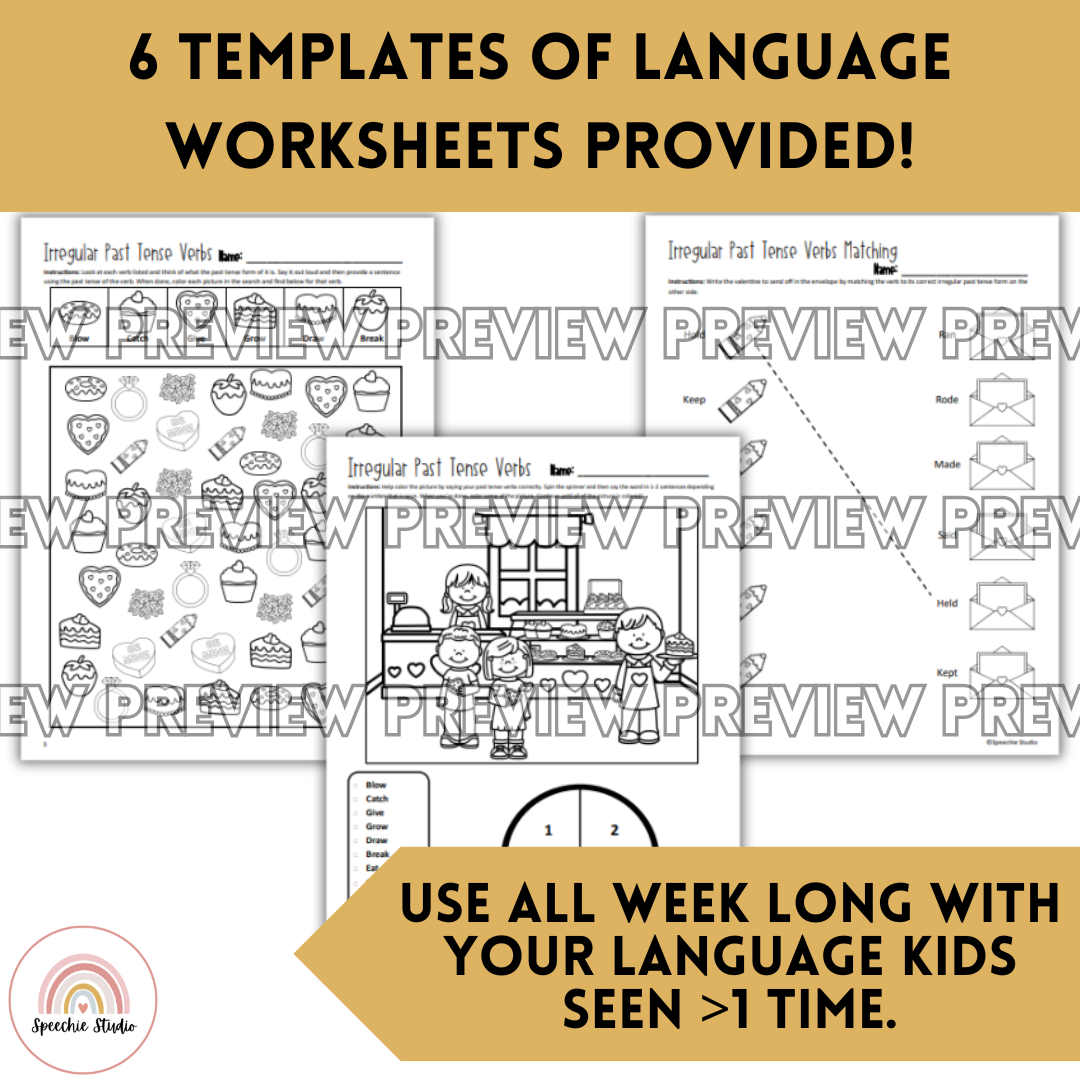 Valentine's Day Language Worksheets and Activities for Speech Therapy ...