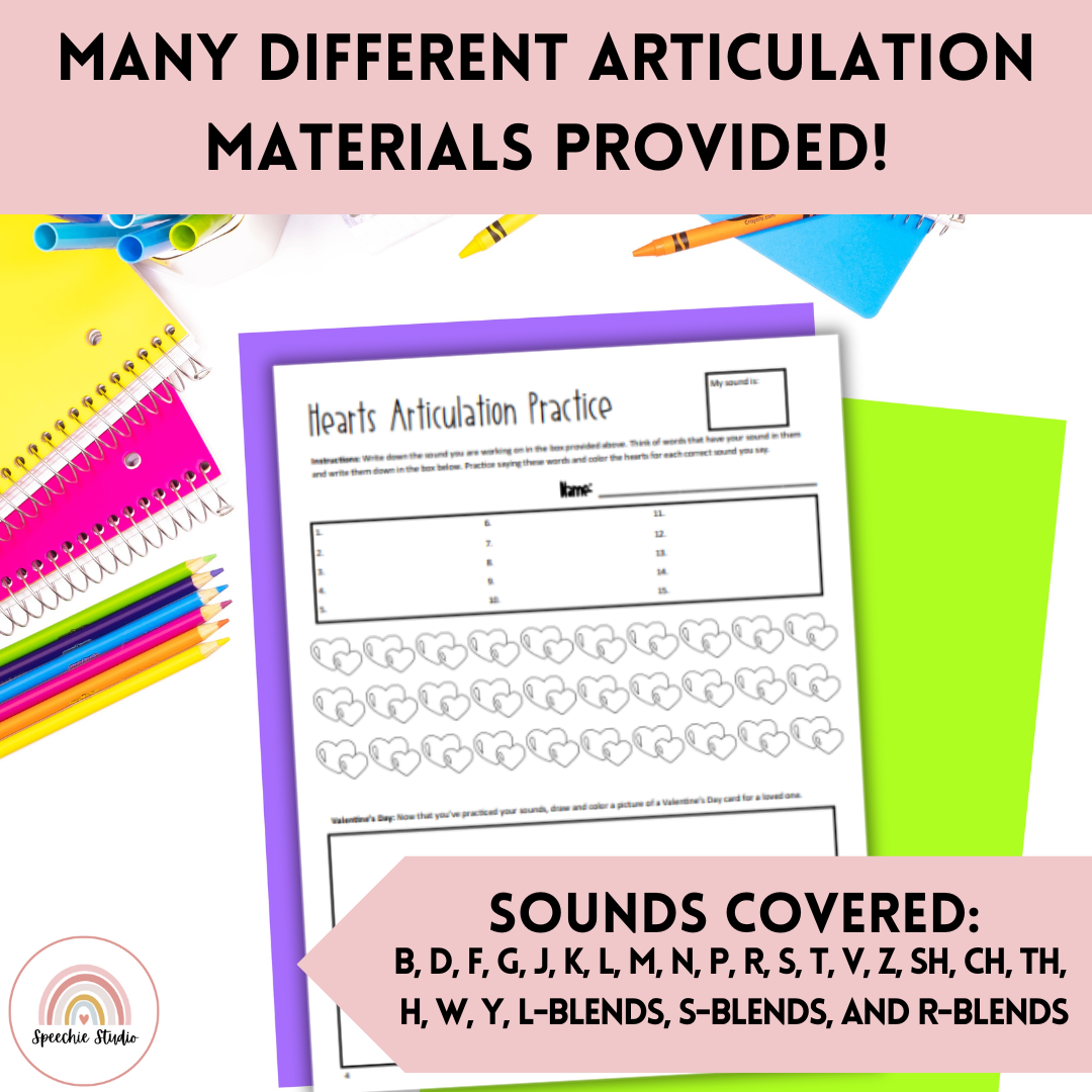 Valentine's Day No Prep Language and Articulation Activities for Speech ...