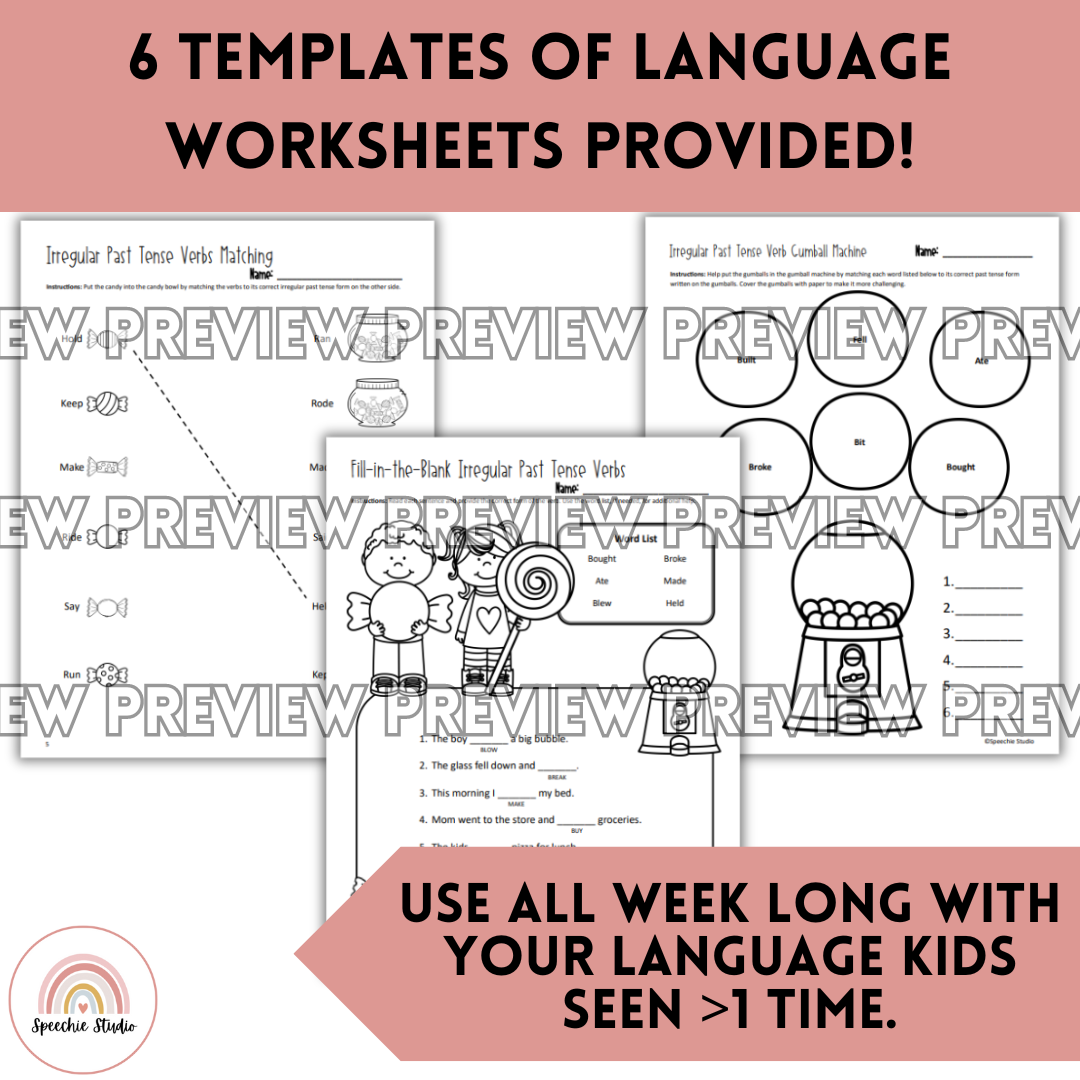 Candy Language Worksheets and Activities for Speech Therapy No Prep ...