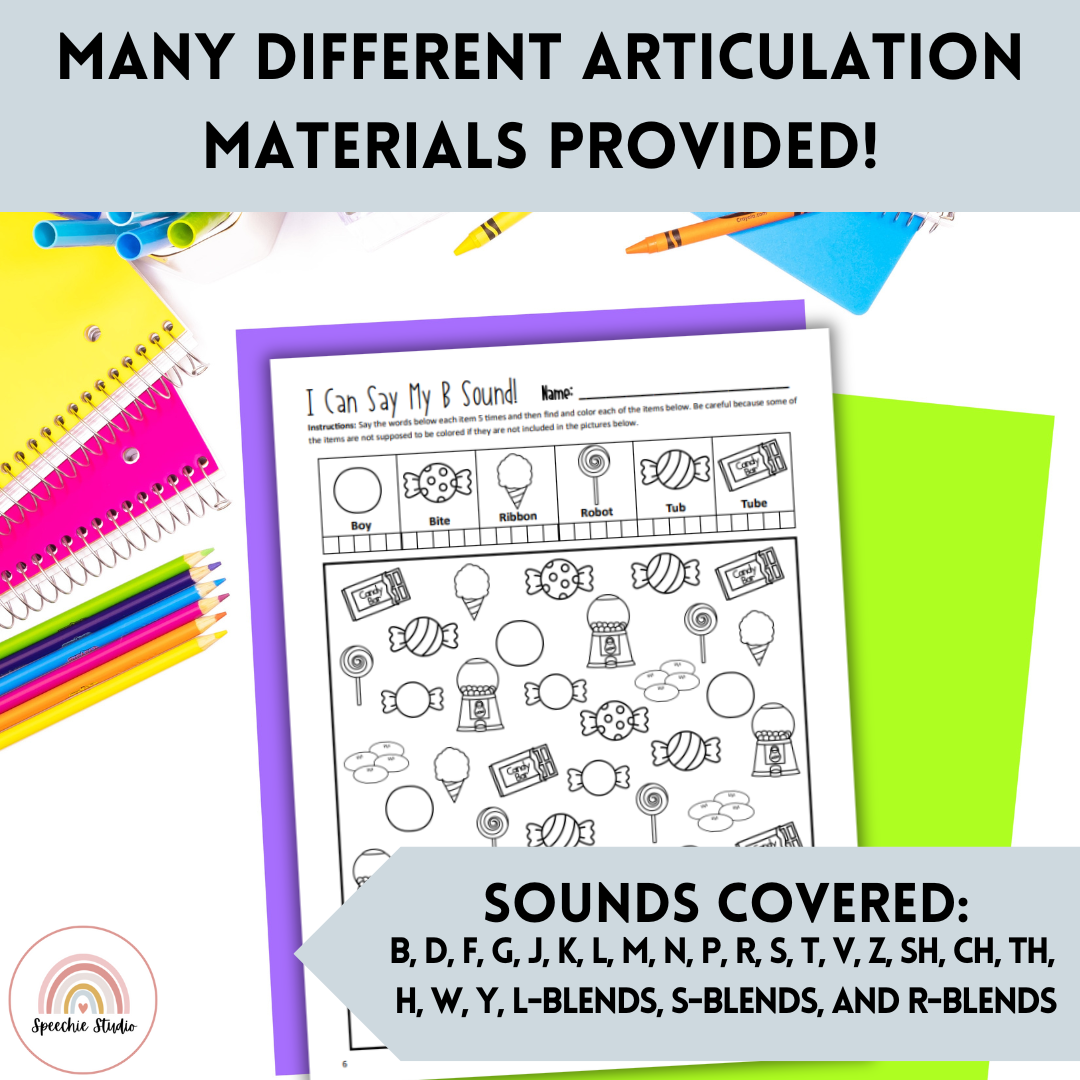 Candy No Prep Language and Articulation Activities for Speech Therapy ...