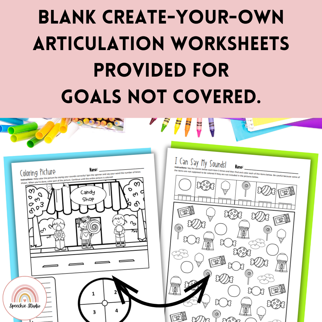 Candy Articulation Worksheets and Activities for Speech Therapy No Prep ...