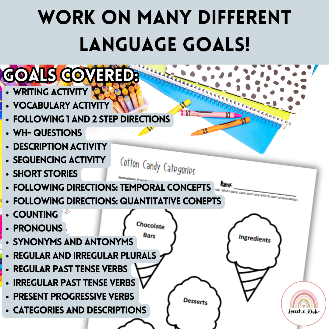 Candy No Prep Language and Articulation Activities for Speech Therapy ...