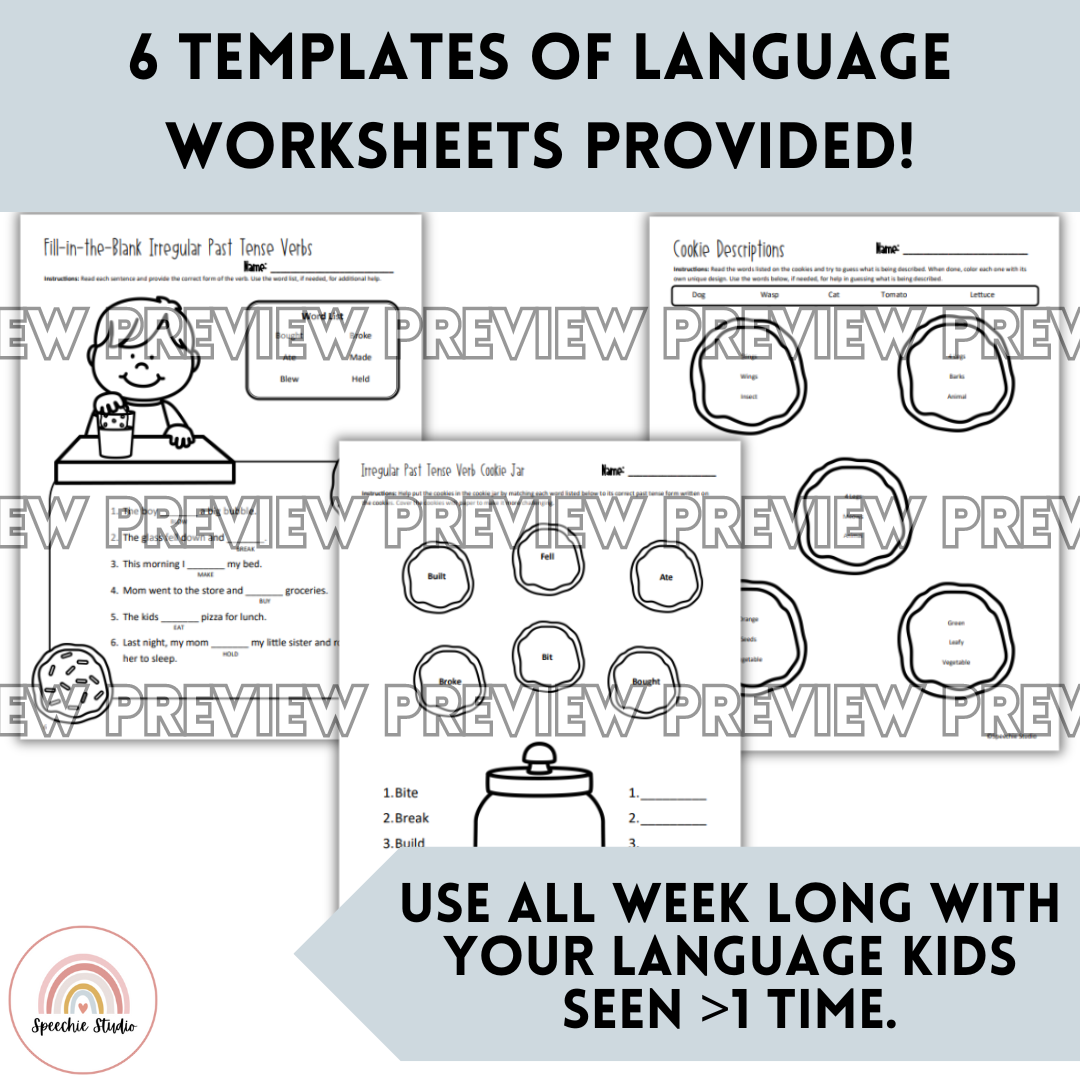 Cookie Language Worksheets and Activities for Speech Therapy No Prep ...