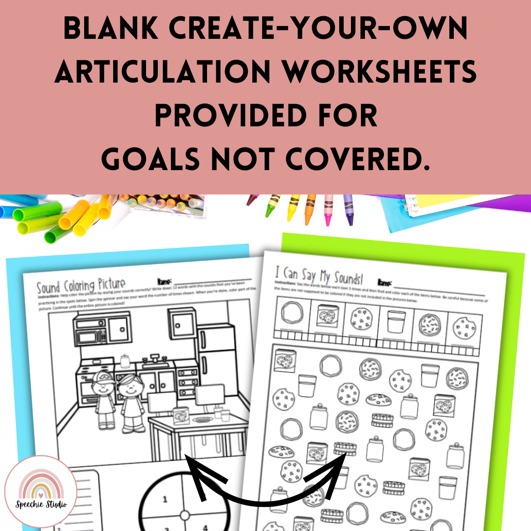 Cookie Articulation Worksheets and Activities for Speech Therapy No ...