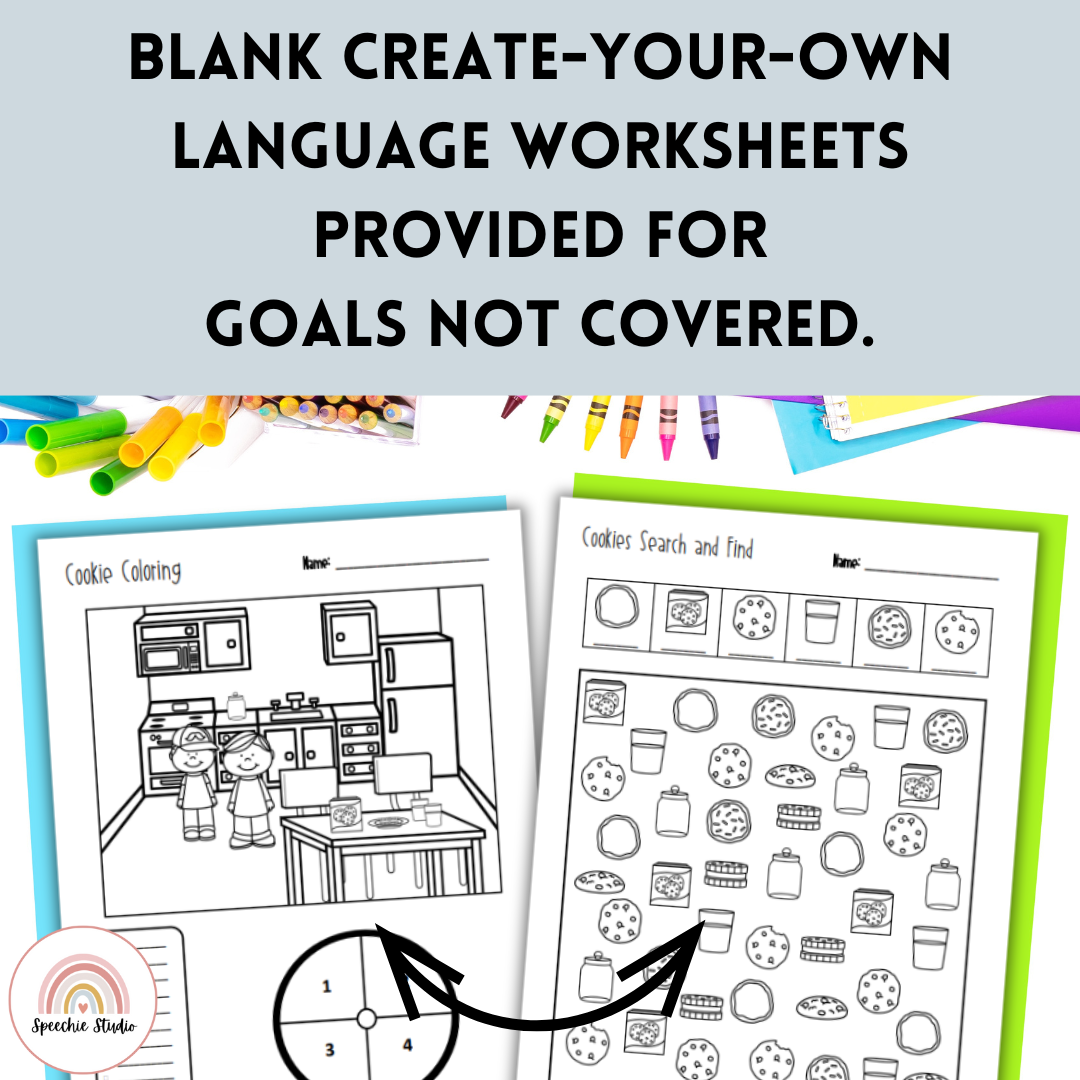 Cookie Language Worksheets and Activities for Speech Therapy No Prep ...