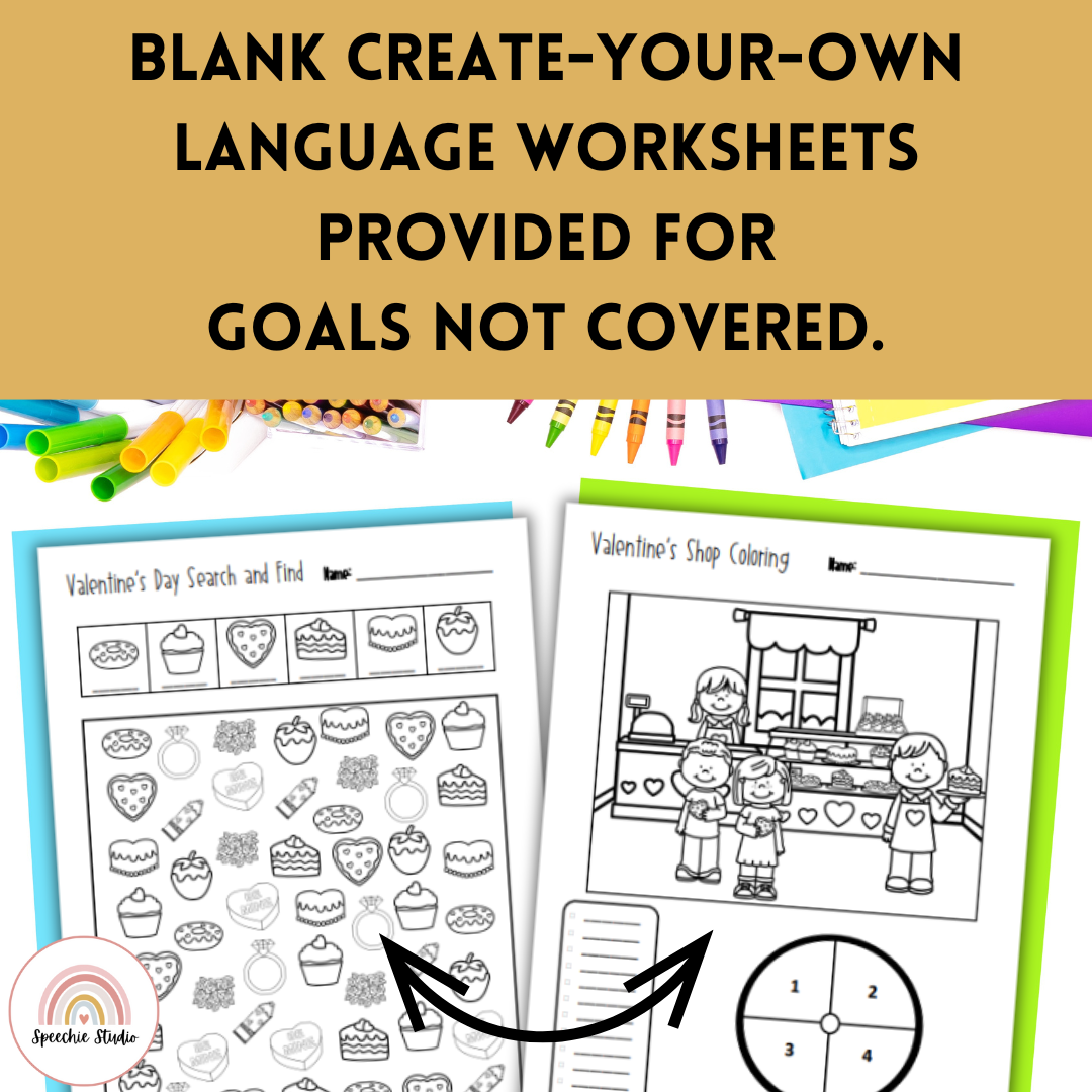 Valentine's Day Language Worksheets and Activities for Speech Therapy ...